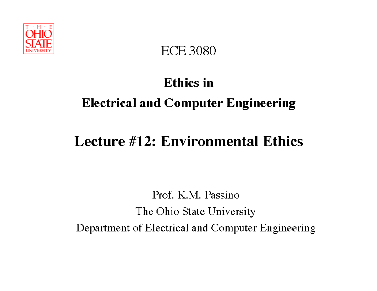 Lecture 12Environment - ECE 3080 Ethics in Electrical and Computer ...
