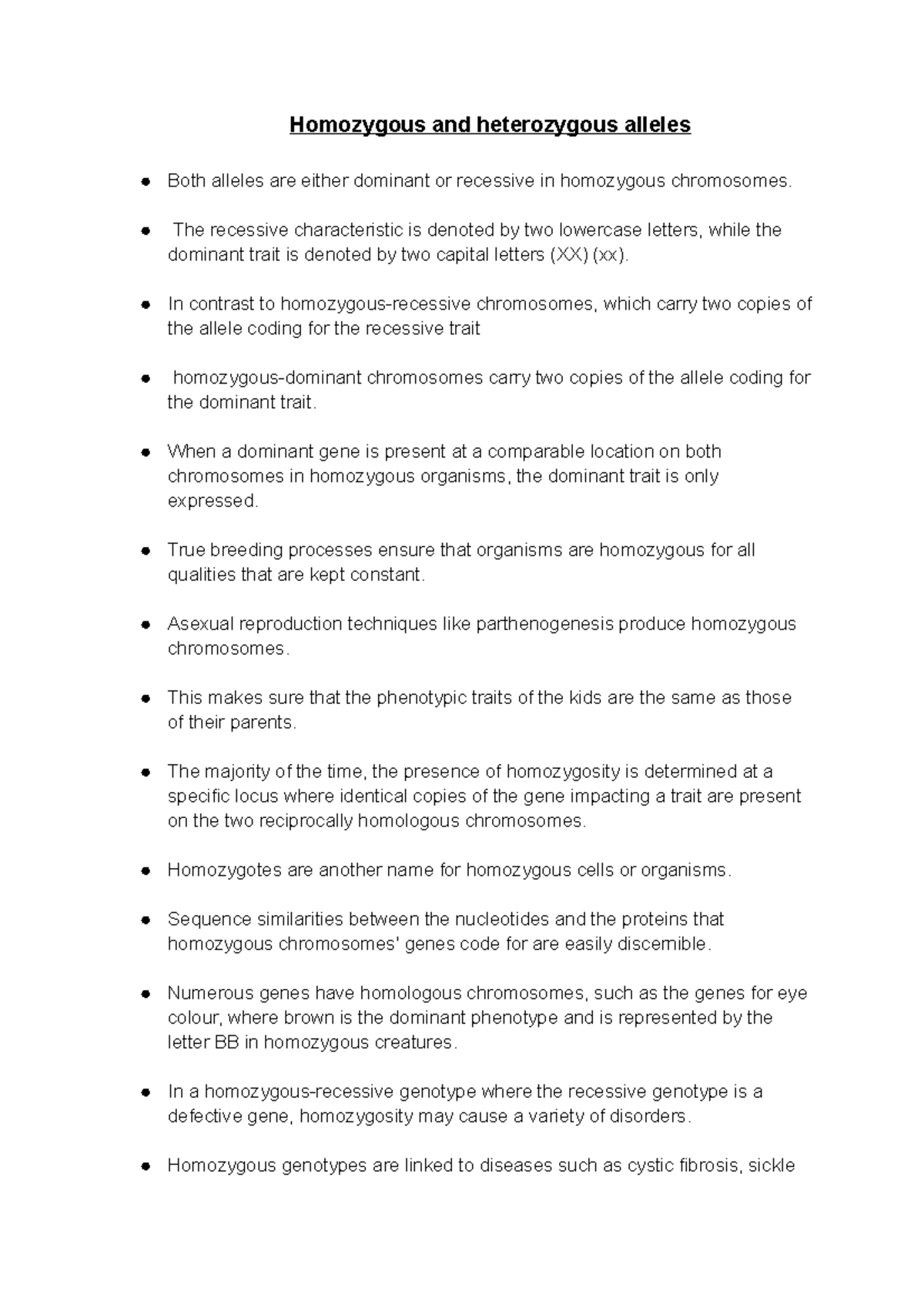 Understanding Homozygous and Heterozygous Alleles in Genetics - Studocu