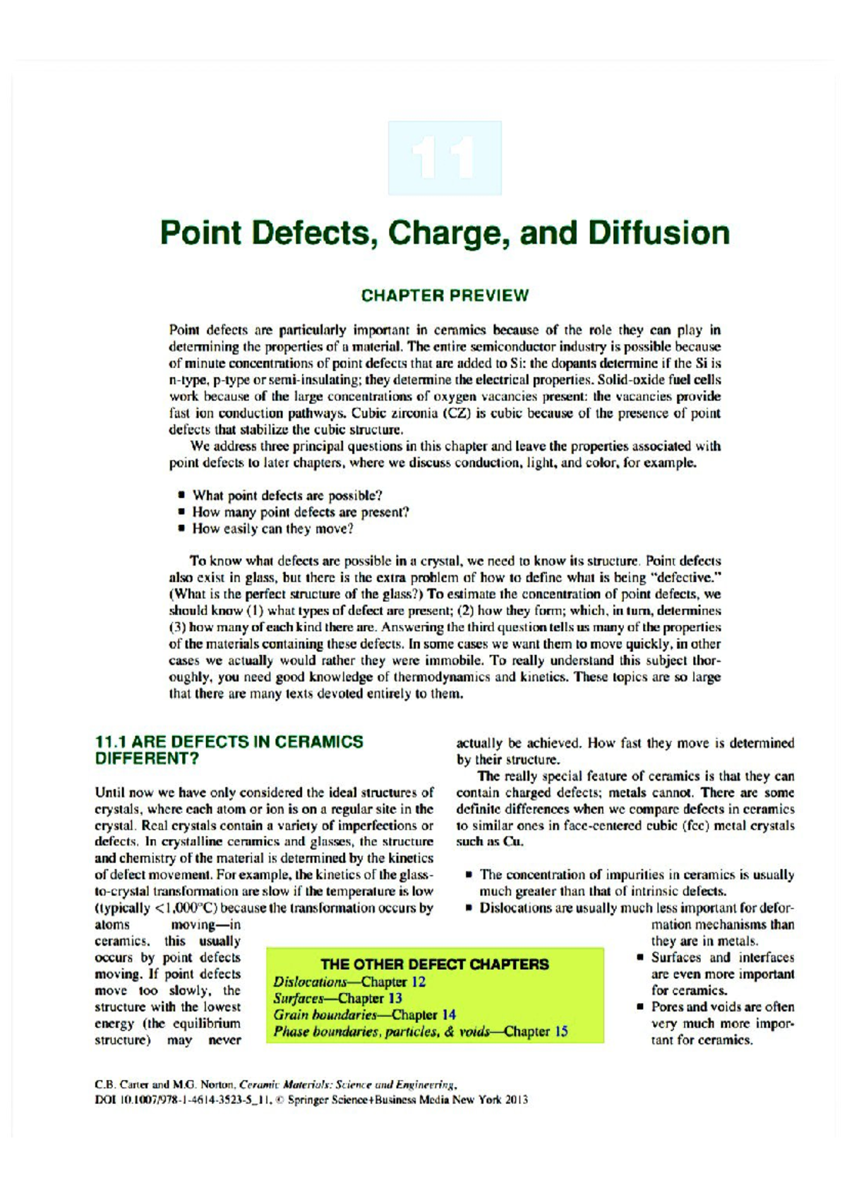 BAB 11 Point Defects, Charge, and Diffusion: Key Concepts and ...
