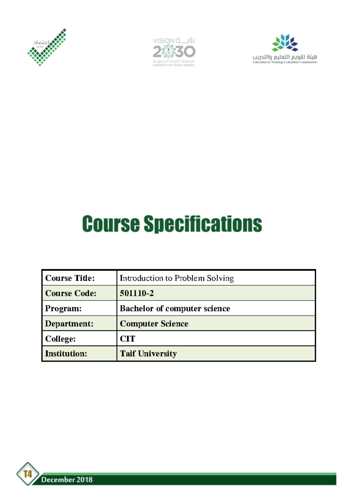 501110-2 Intro to Problem Solving Course Overview and Content Guide ...