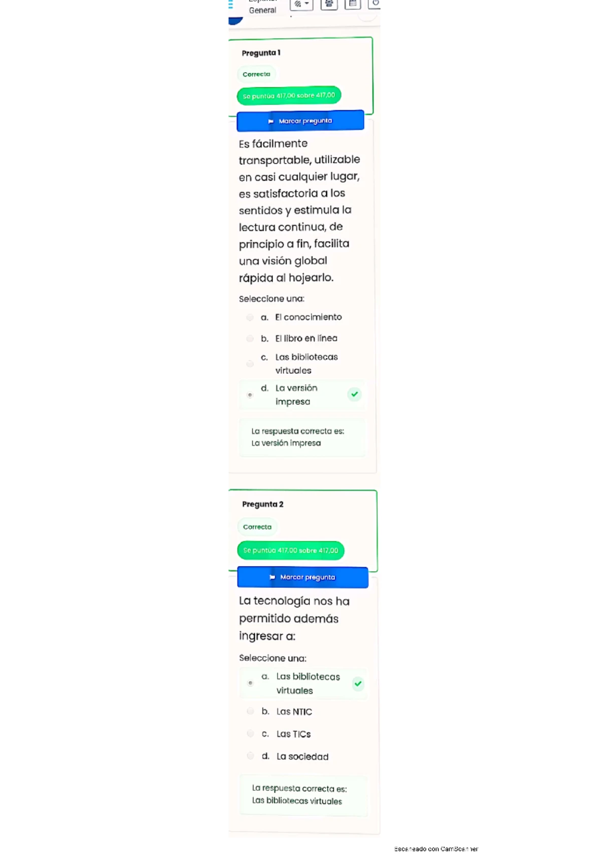 Actividad 12 - Cuestionario - Español General EG011 - Área personal - Cursos - EN CURSO ...