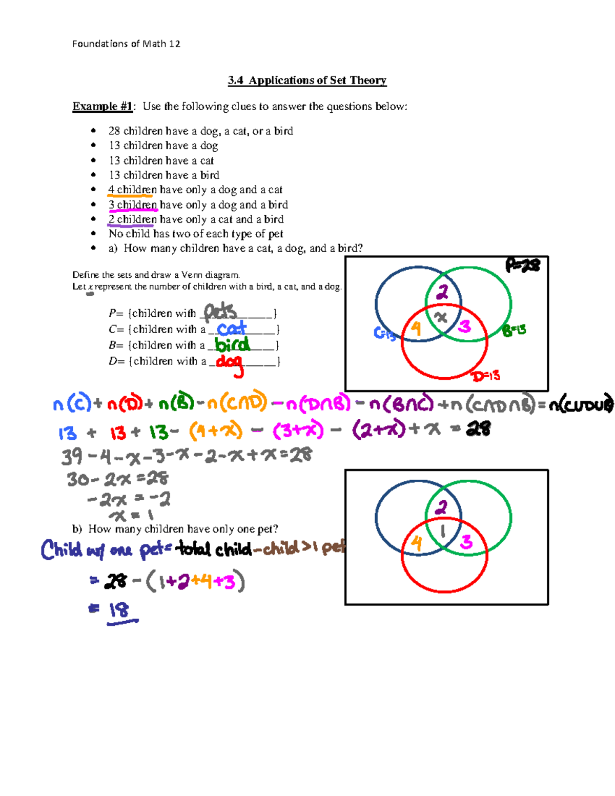 Foundations of Math 12: Applications of Set Theory Questions - Studocu