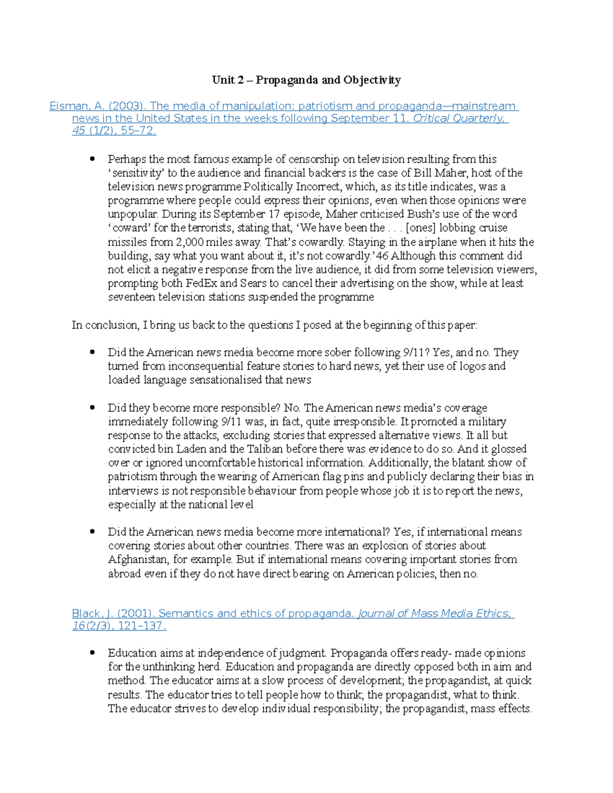 Unit 2 Propaganda and Objectivity - Unit 2 – Propaganda and Objectivity ...