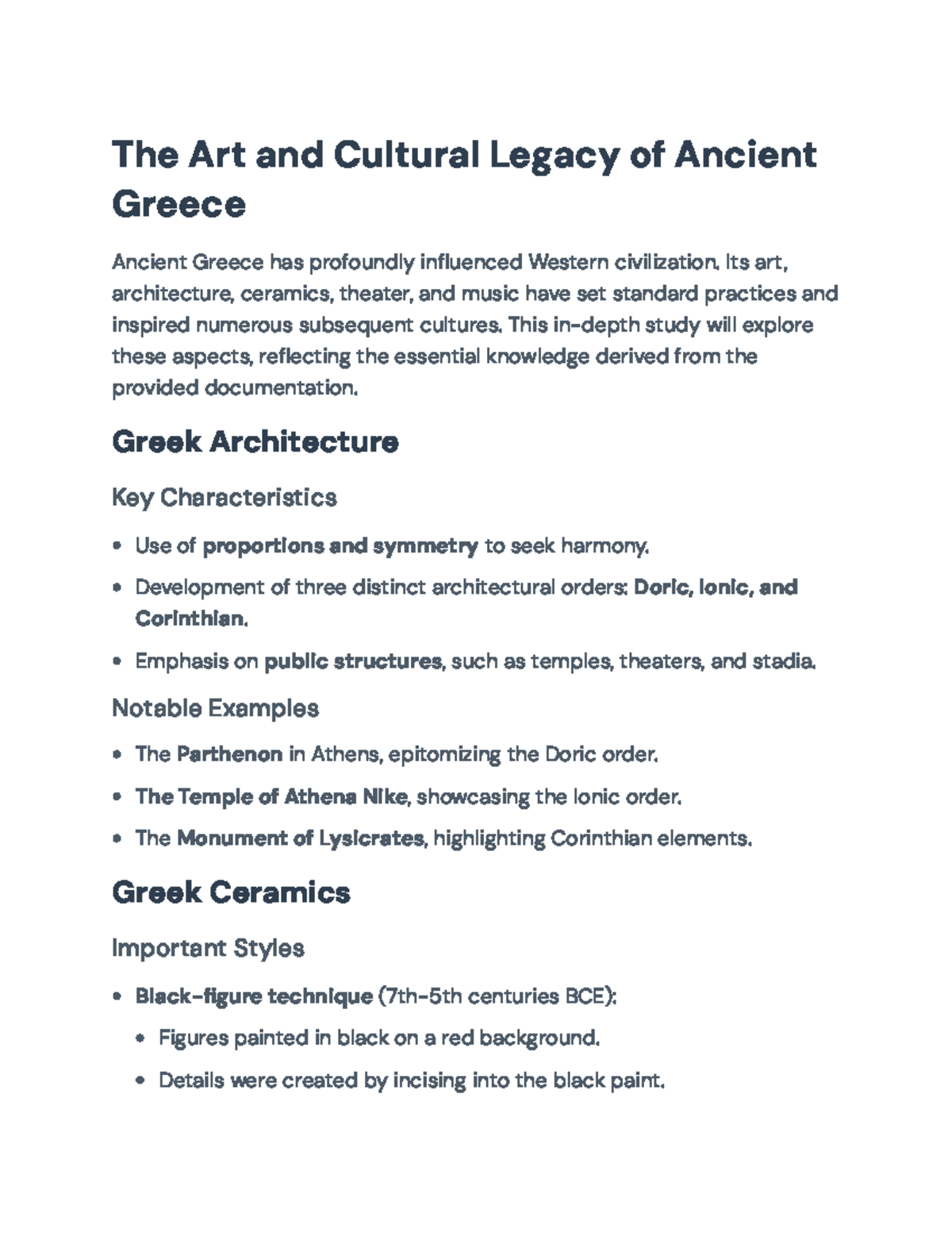 The Art and Cultural Legacy of Ancient Greece: An In-Depth Study - The ...