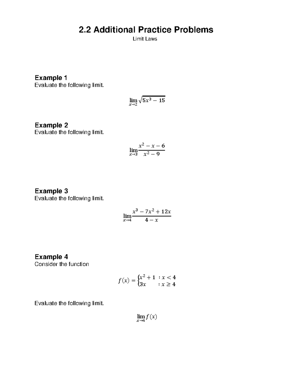 2.2 Additional Practice Problems - 1. 2 Additional Practice Problems Here are some additional ...
