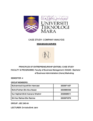 Case study ENT530 Group Assignment - CASE STUDY: COMPANY ANALYSIS ...