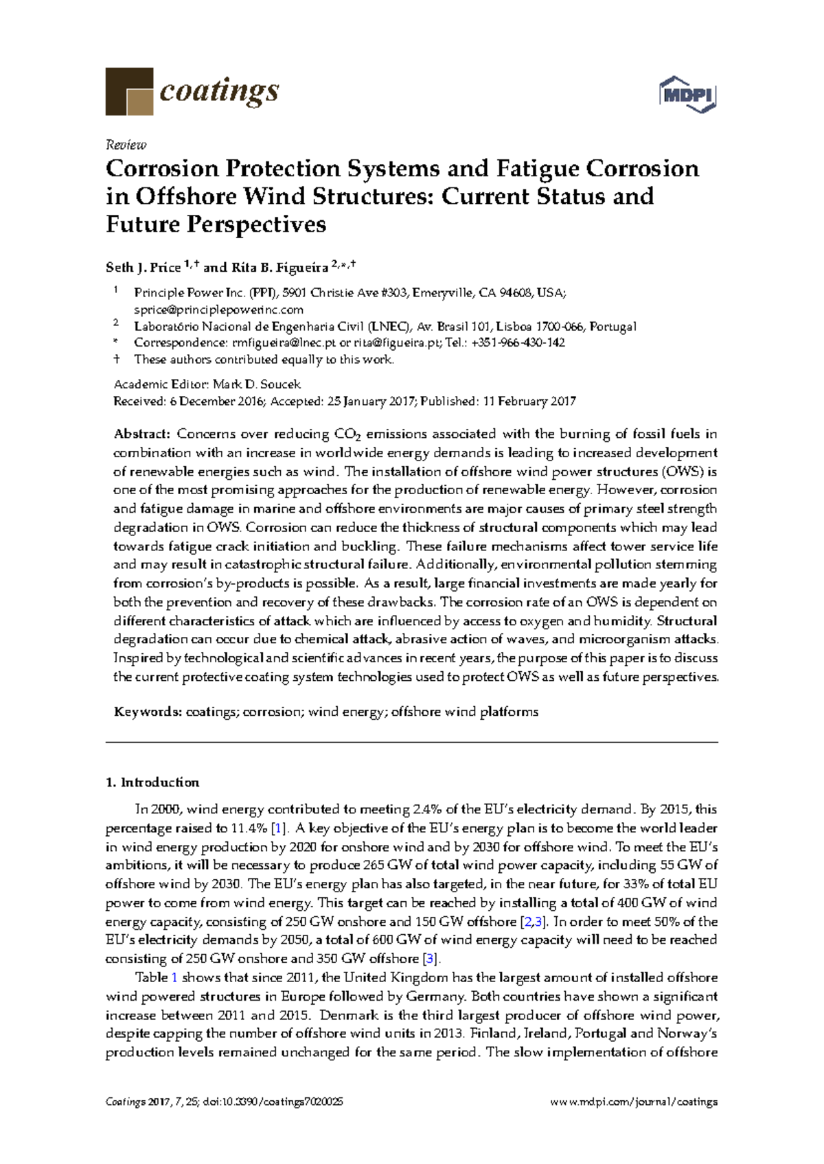 Coatings for Offshore Wind Structures: Corrosion Protection & Fatigue ...