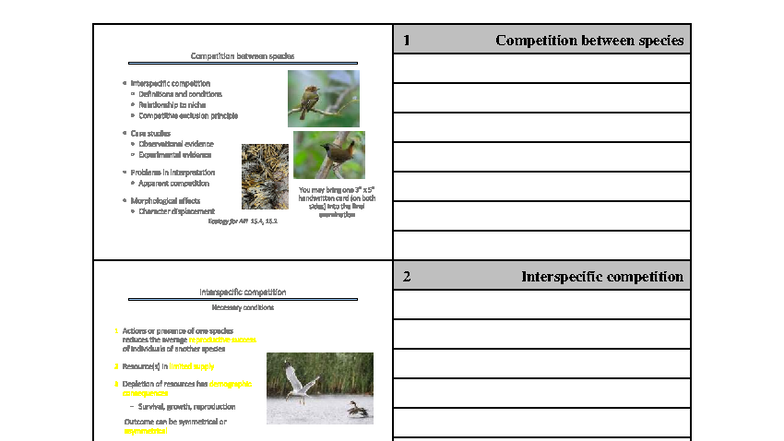 2260 Lecture 12: Interspecific Competition and Niche Dynamics - Studocu