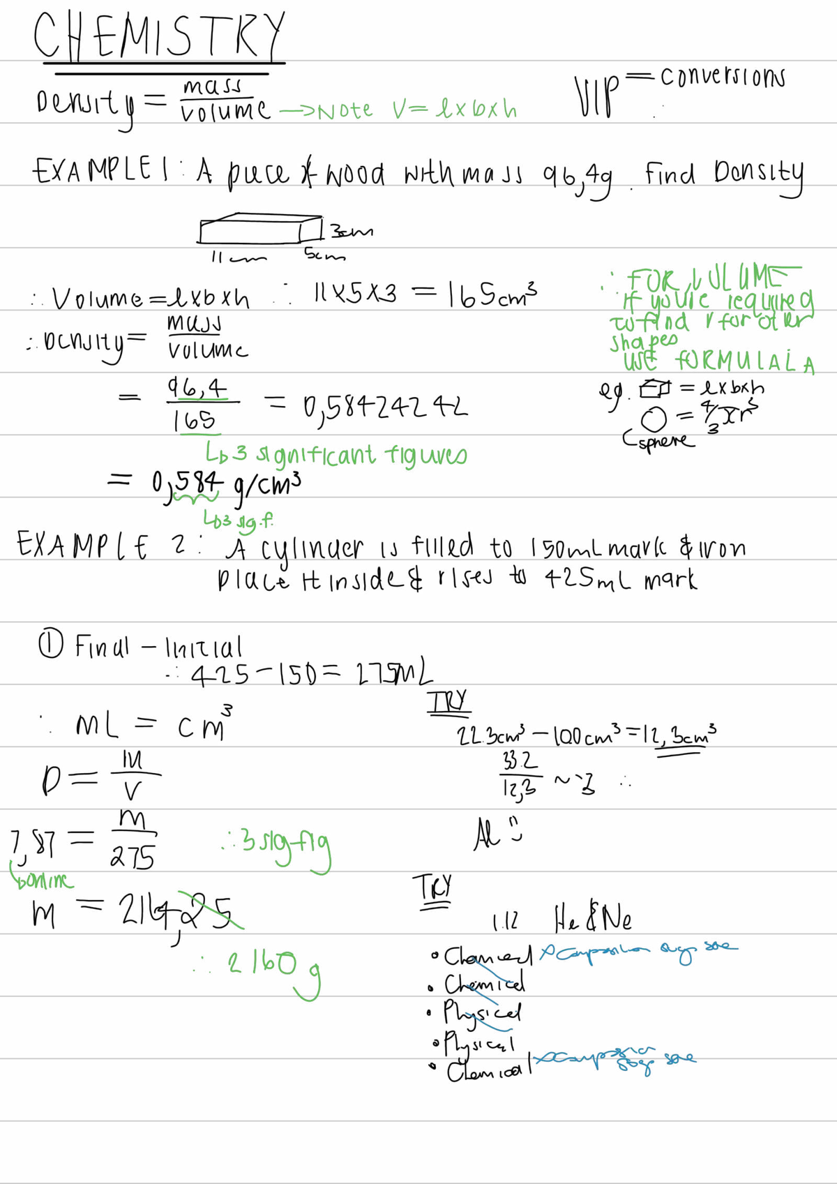 CHEM 2025: Significant Figures and Density Calculations Notes - Studocu