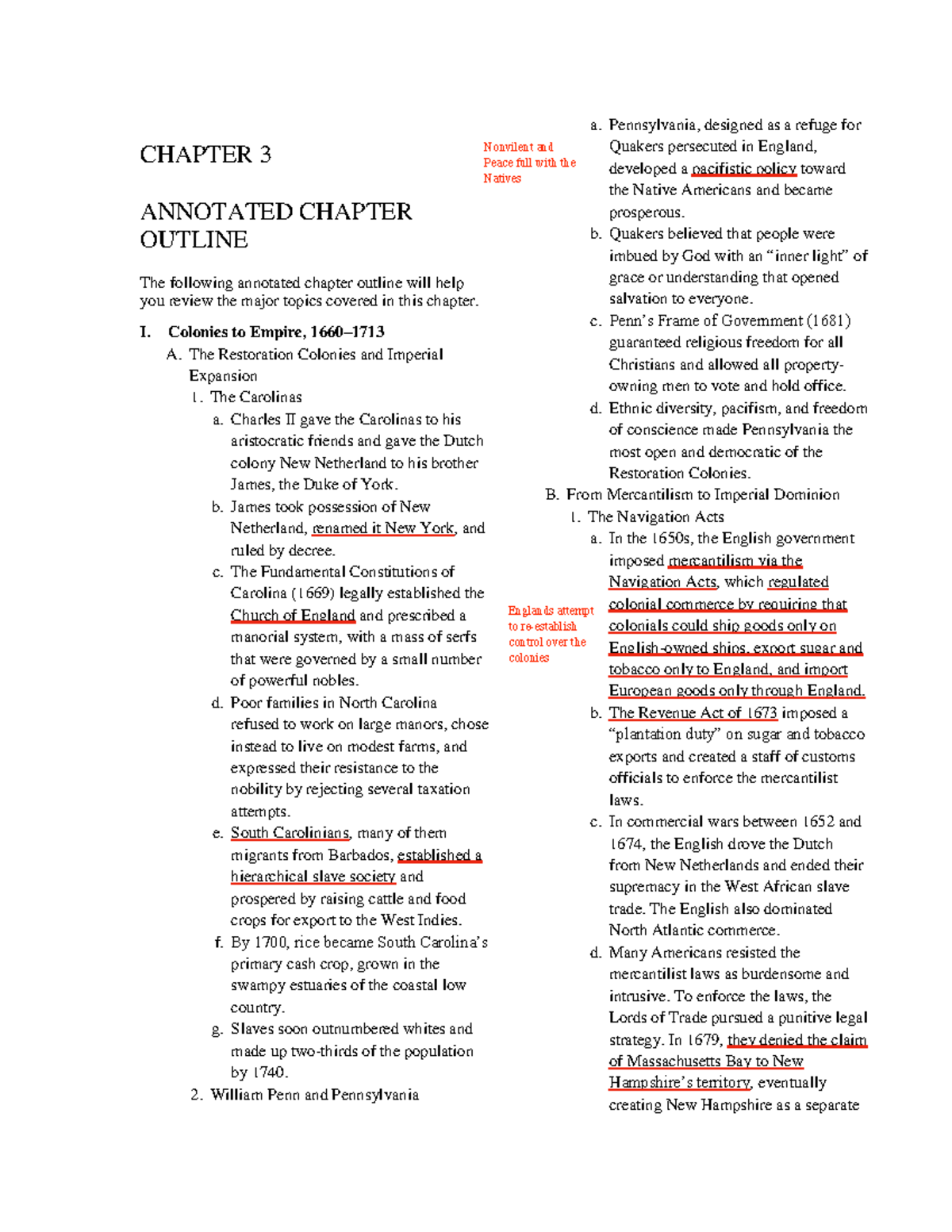 APUSH 3: Annotated Notes on Pennsylvania and Colonial Policies - Studocu