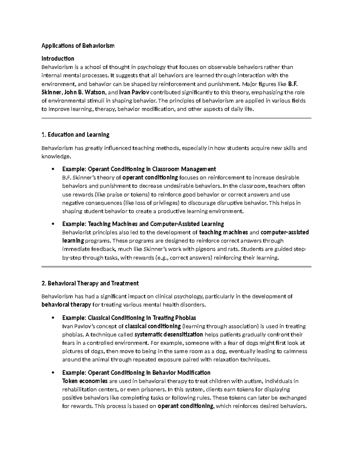 Applications of Behaviorism: Insights for Education, Therapy & More ...