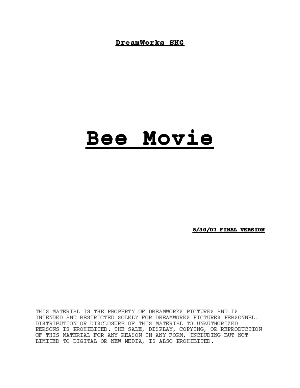Bee Movie - The entire script - Deprecated API usage: The SVG back-end ...