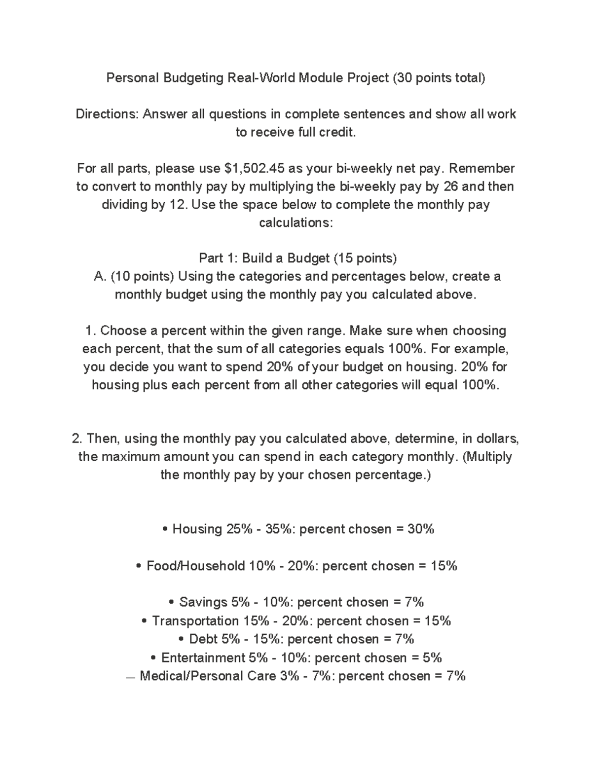 Personal Budgeting Real-World Module Project (30 pts) - Studocu
