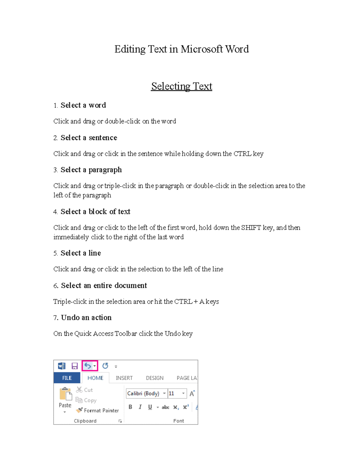 Editing text in ms word - Lecture notes 1.3.2021 - Editing Text in ...