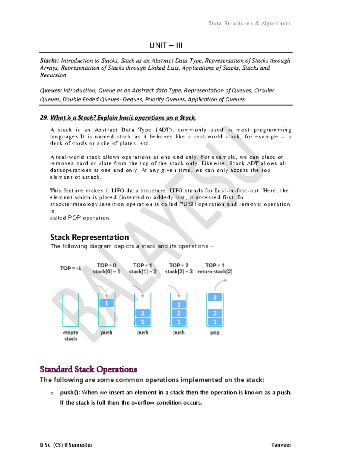 DSA 3TO5 - In-Depth Study of Stacks and Queues - Studocu