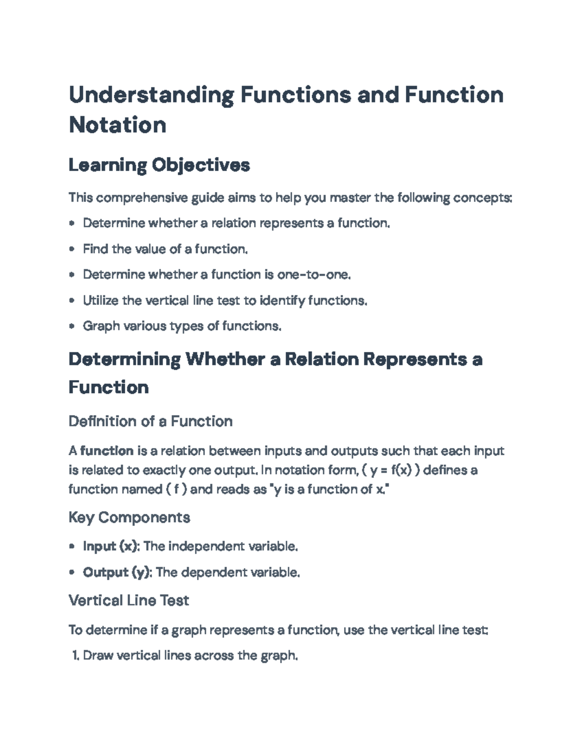 Functions and Function Notation: Essential Concepts and Techniques - Studocu