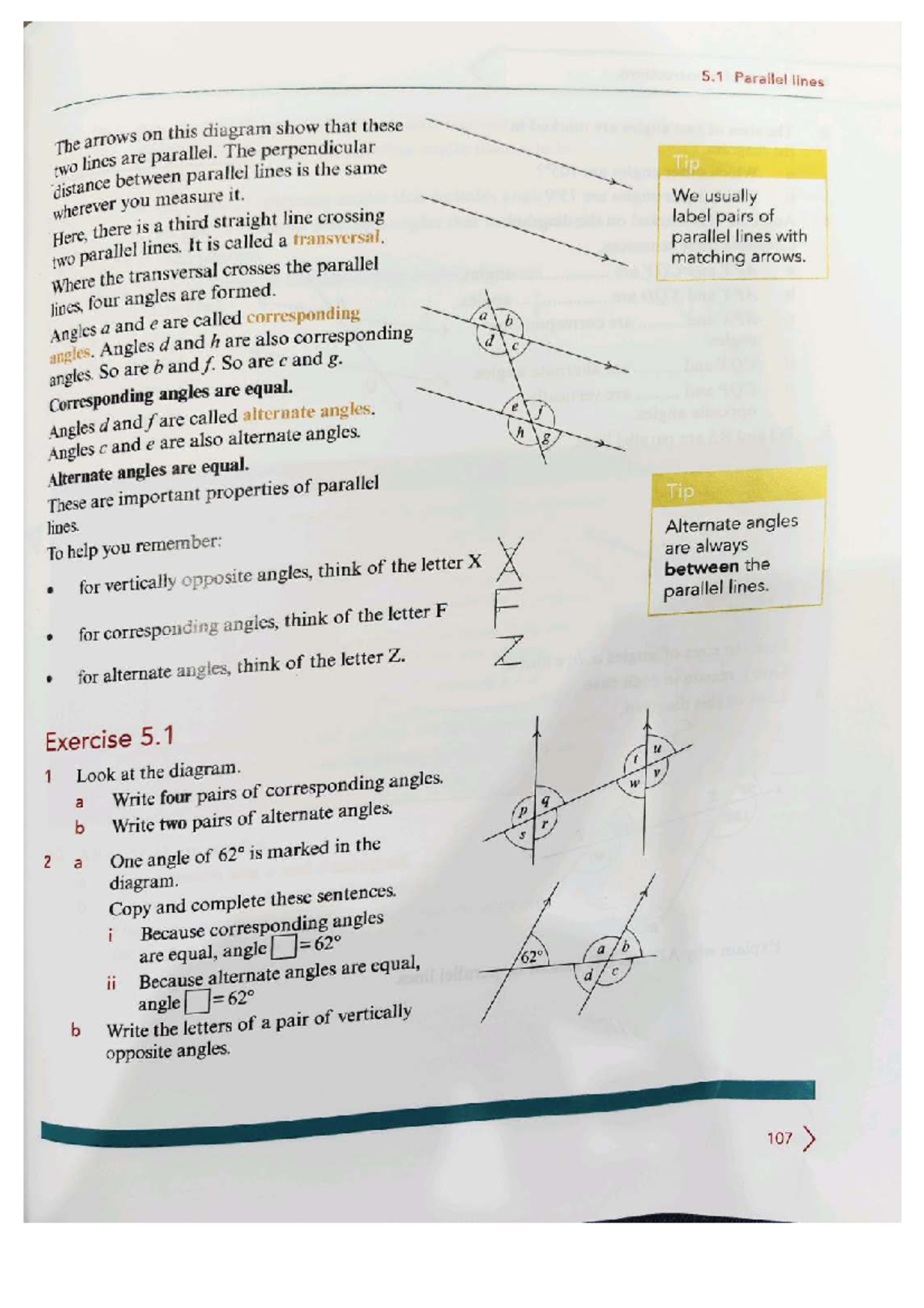 Learner's Book Chapter 5: Properties of Parallel Lines and Angles - Studocu