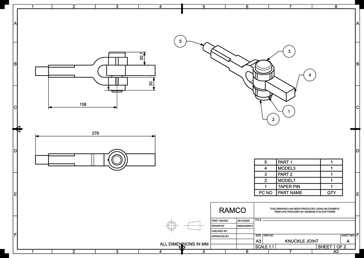 Knuckle Joint Drawing - A3 Sheet 1 of 2 - Studocu