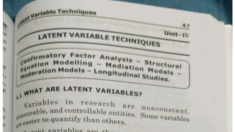 Latent Variable Techniques: Confirmatory Factor Analysis & Models ...