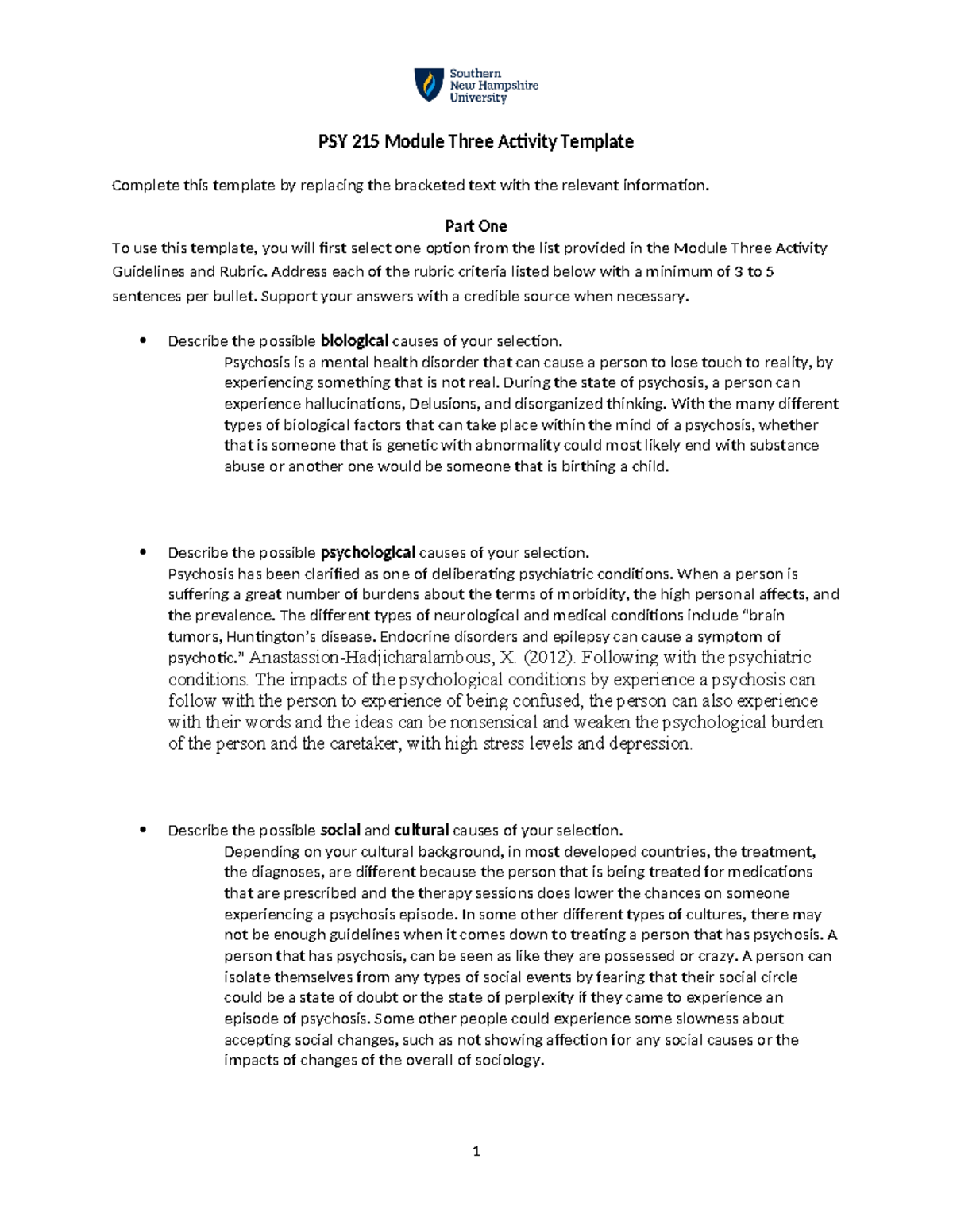 PSY 215 Module Three Activity Template - PSY 215 Module Three Activity ...