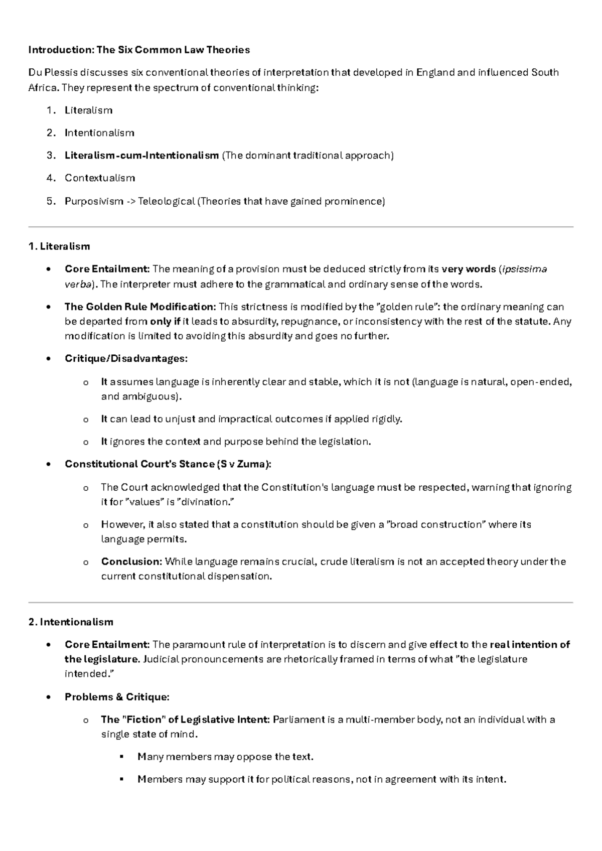 ITH - UNIT 4: Common Law Interpretation Theories Overview - Studocu