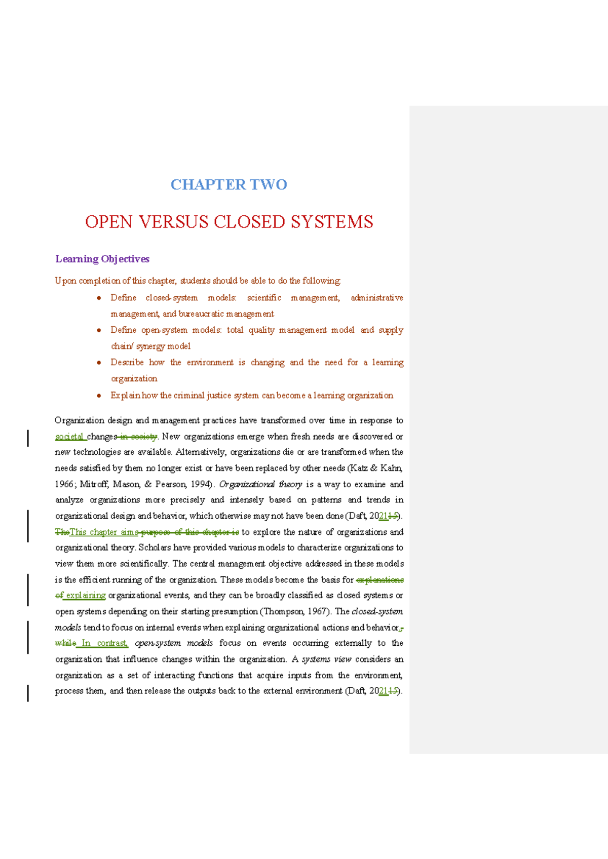 Organizational Theory in Criminal Justice: Closed vs Open Systems ...