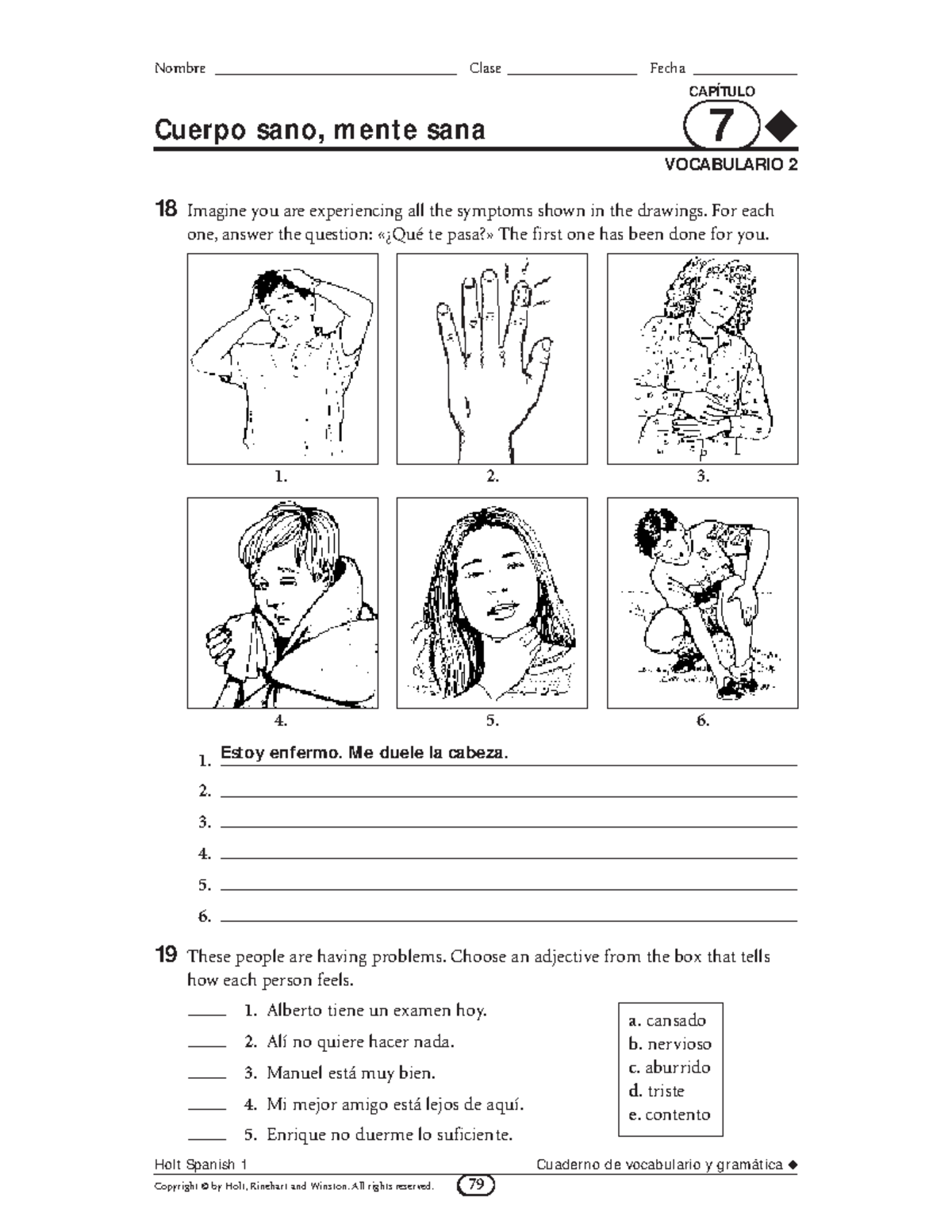Ryan Ruzzo - wkbk p 79-80 - Holt Spanish 1 Cuaderno de vocabulario y ...