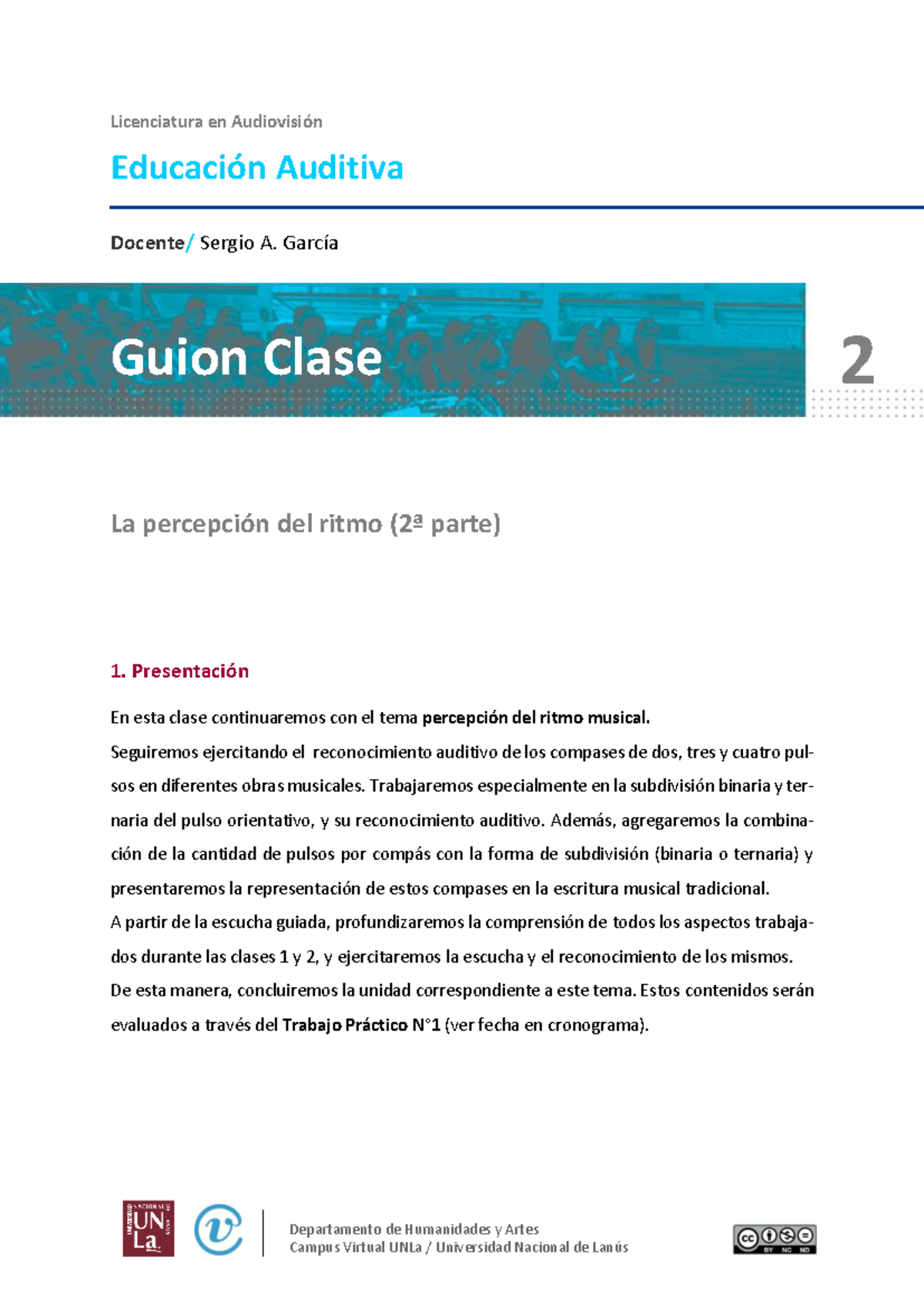 Clase 2: Percepción del Ritmo Musical en Educación Auditiva - Lic ...