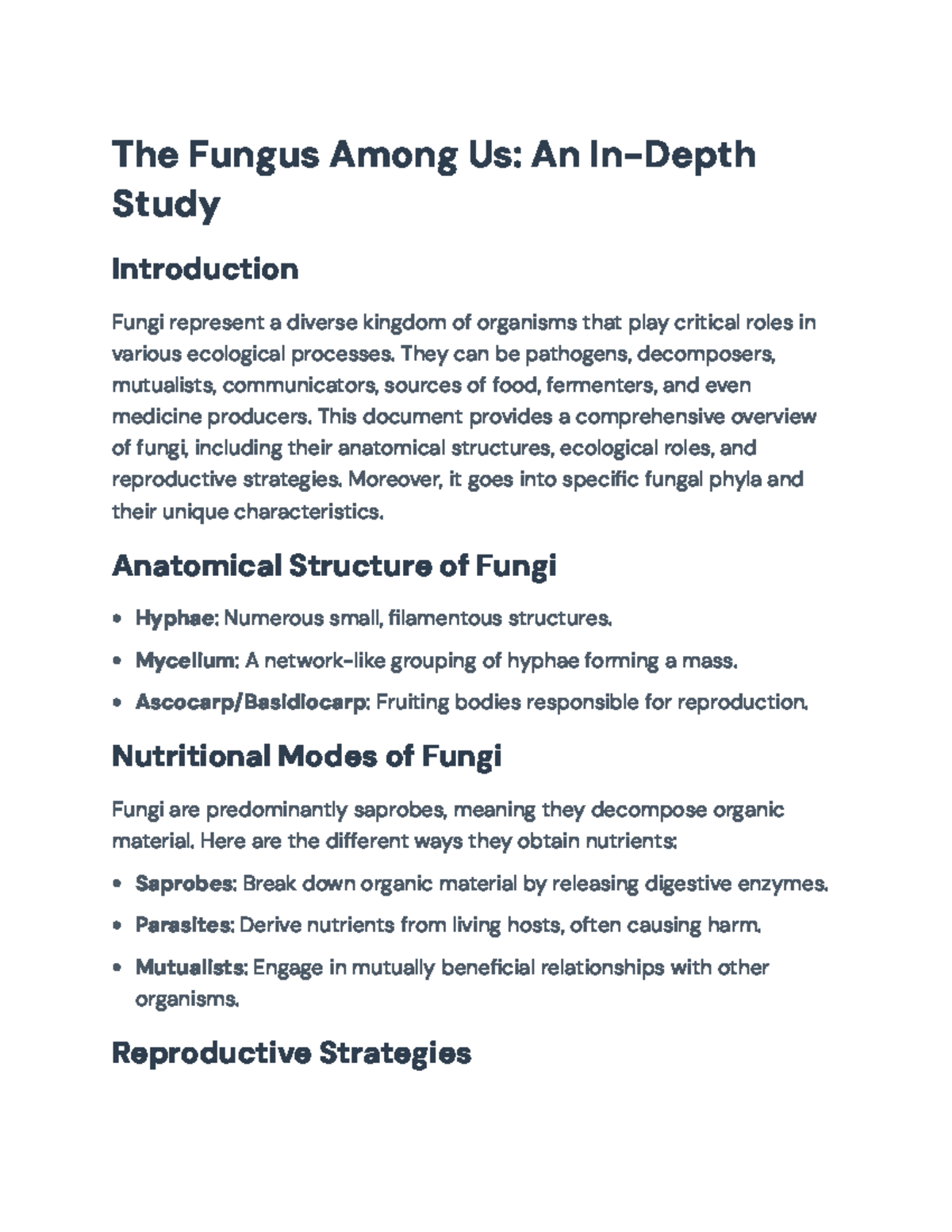 The Fungus Among Us: Detailed Study on Fungal Anatomy and Ecology - The ...