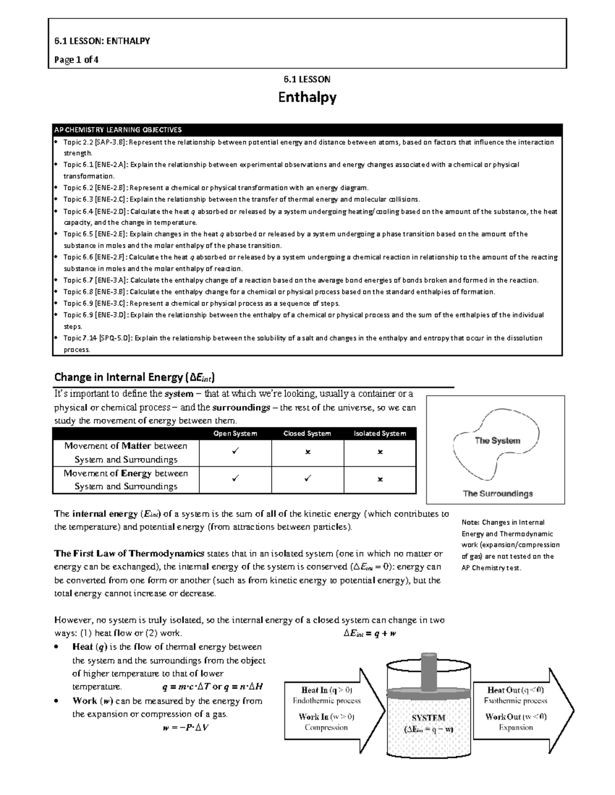 Unit 6 PS 4: Enthalpy Concepts and Calculations - AP Chemistry - Studocu