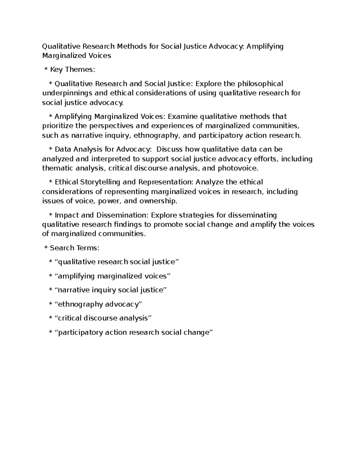 Qualitative Research for Social Justice: Amplifying Marginalized Voices ...