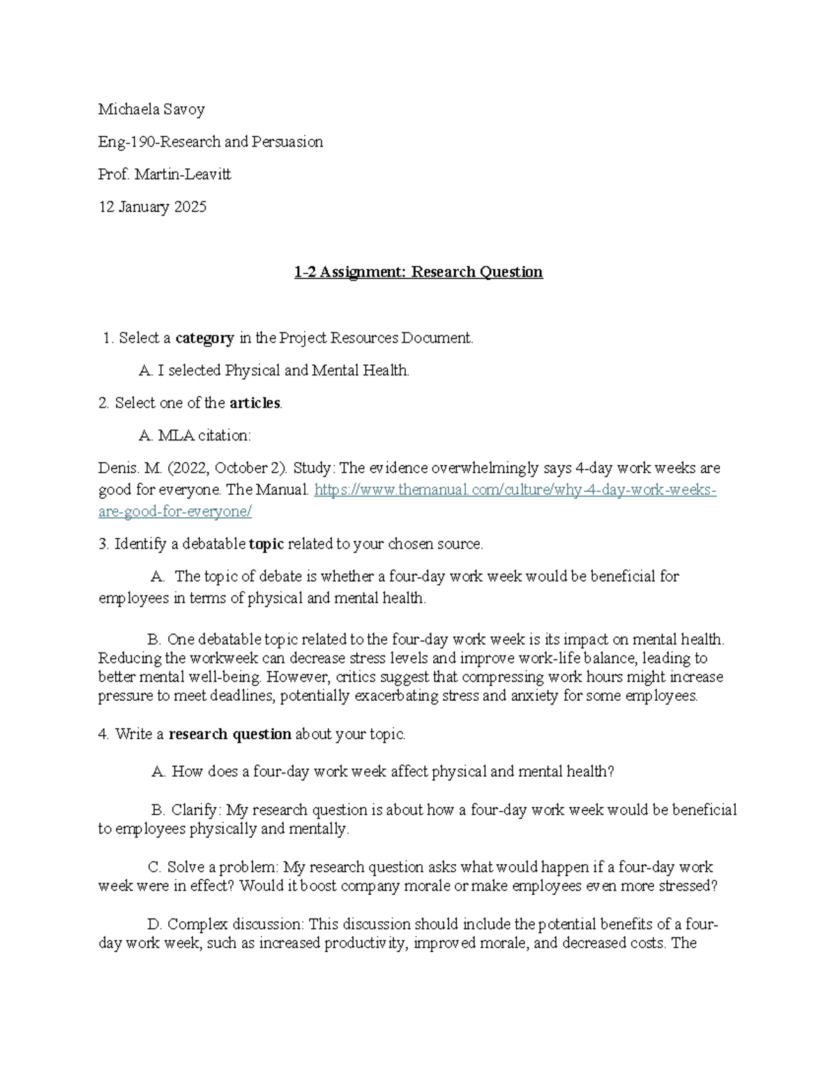 1-2 Research Question - Module 1 coursework - Michaela Savoy Eng-190 ...