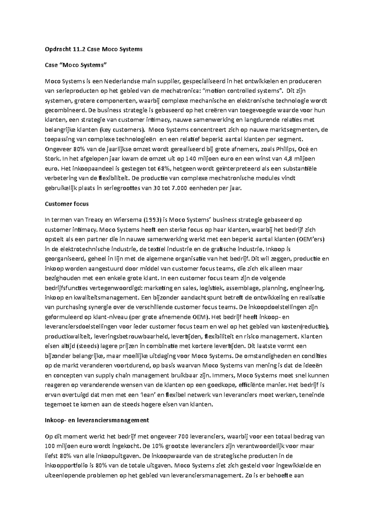 Opdracht 11.2 uitwerking Case Moco Systems - Opdracht 11 Case Moco ...