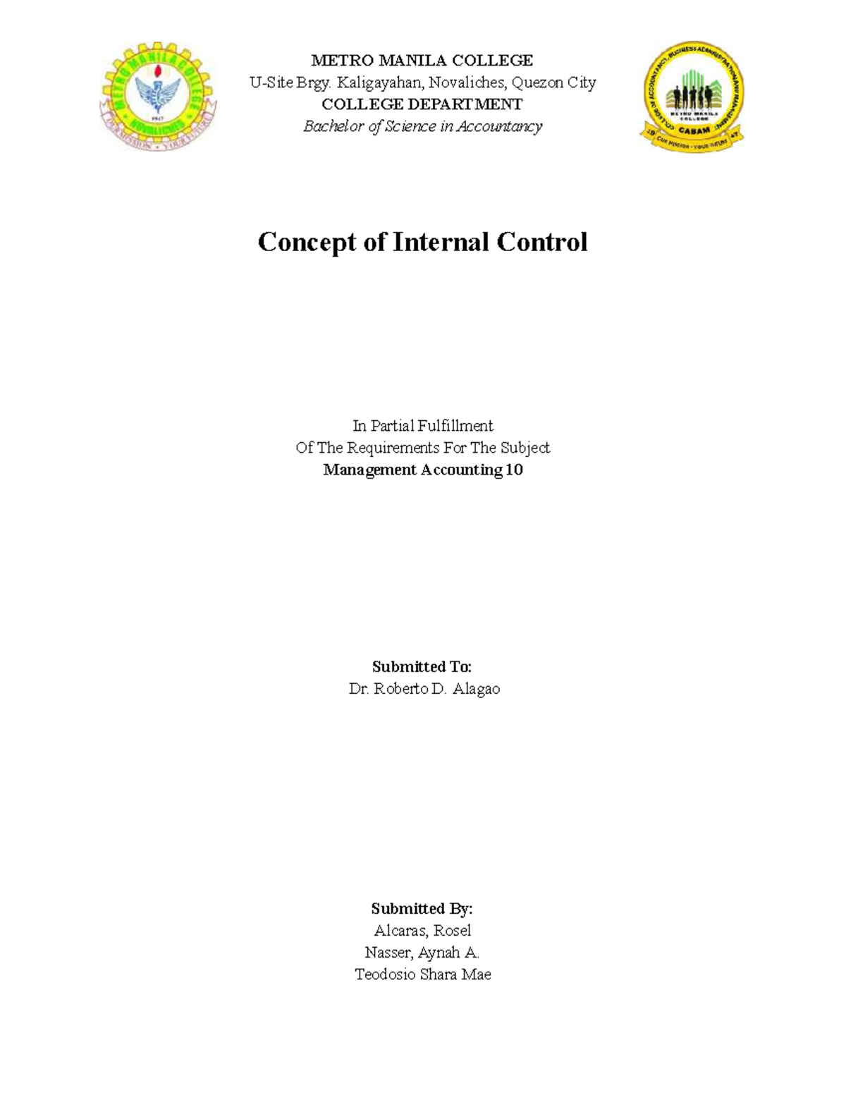Management Accounting 10: Internal Control Concepts and Frameworks ...