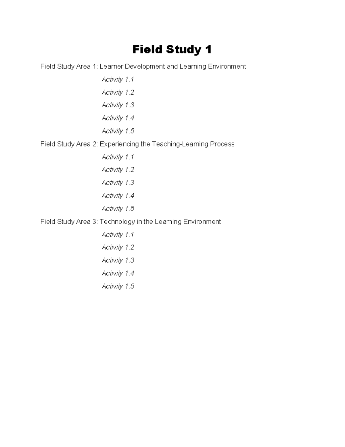Field Study 1 Area 2 Episode 1 7 - Field Study Area 1: Learner ...