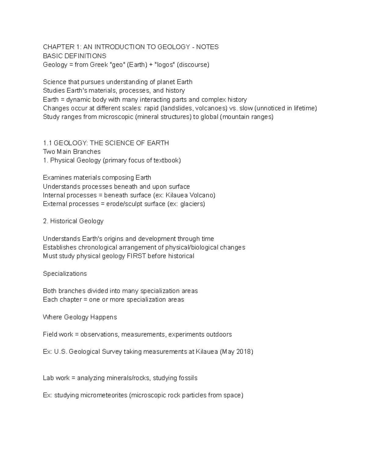 Geology 101: Chapter 1 - Introduction to Earth's Processes and History ...