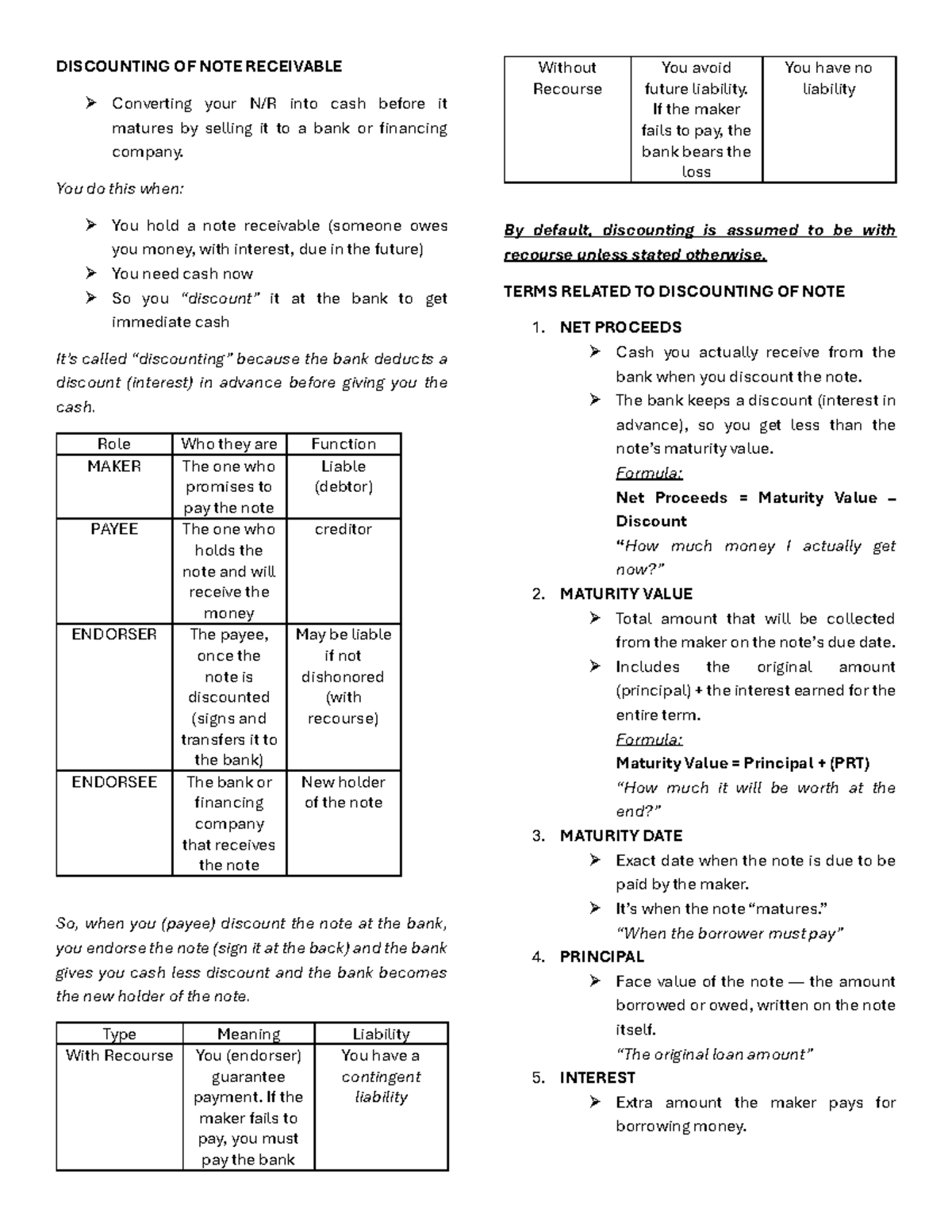 Discounting of Note Receivable: Converting to Cash Before Maturity ...