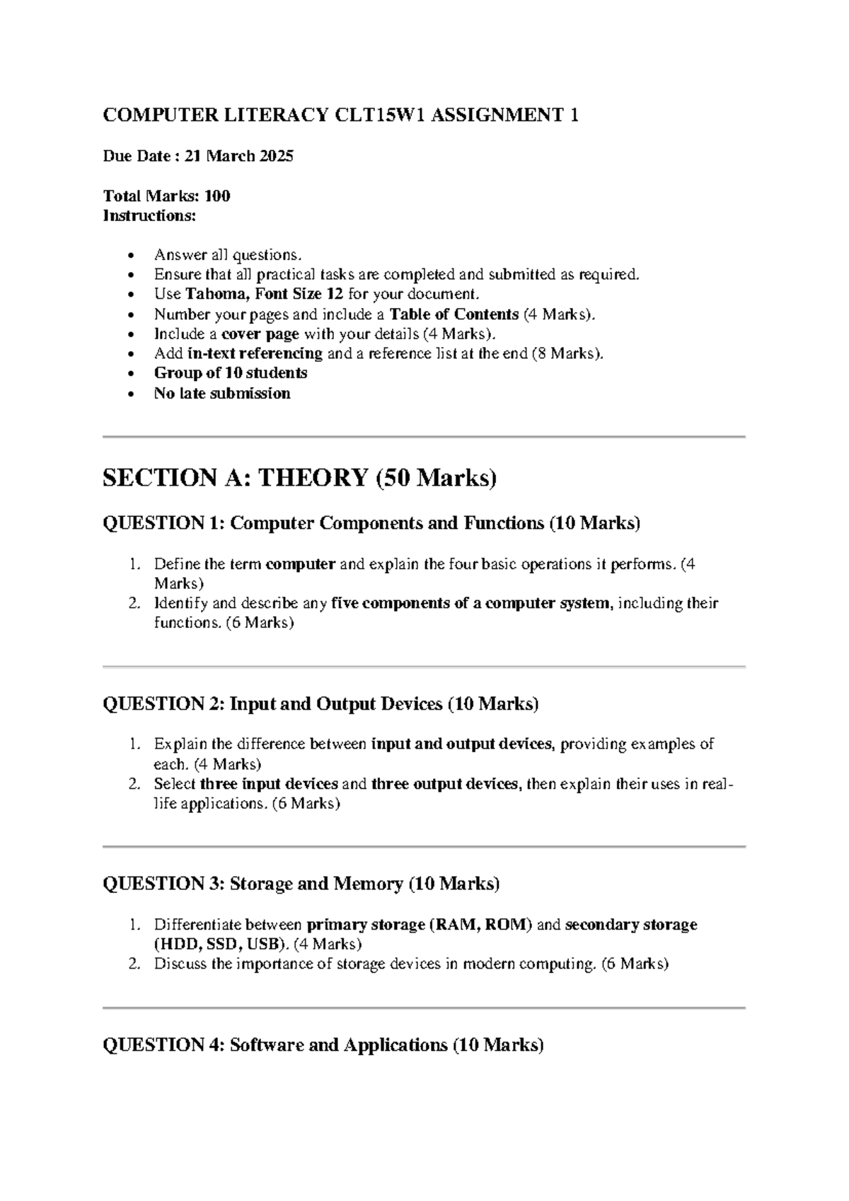 CLT15W1 Computer Literacy Assignment 1: Theory & Practical Tasks - Studocu