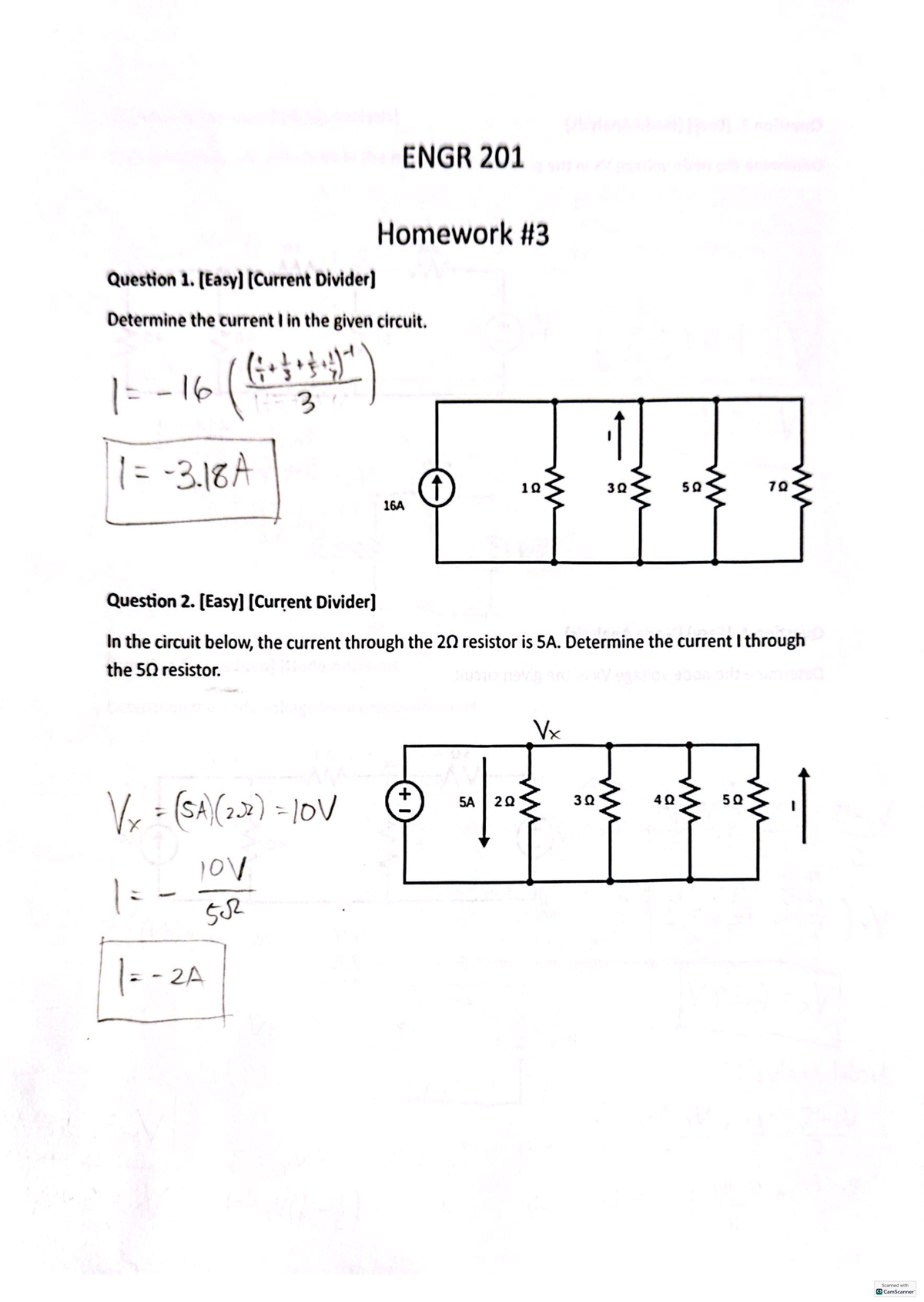 ENGR201 HW3 - Electrical Circuit Analysis Problems and Solutions - Studocu