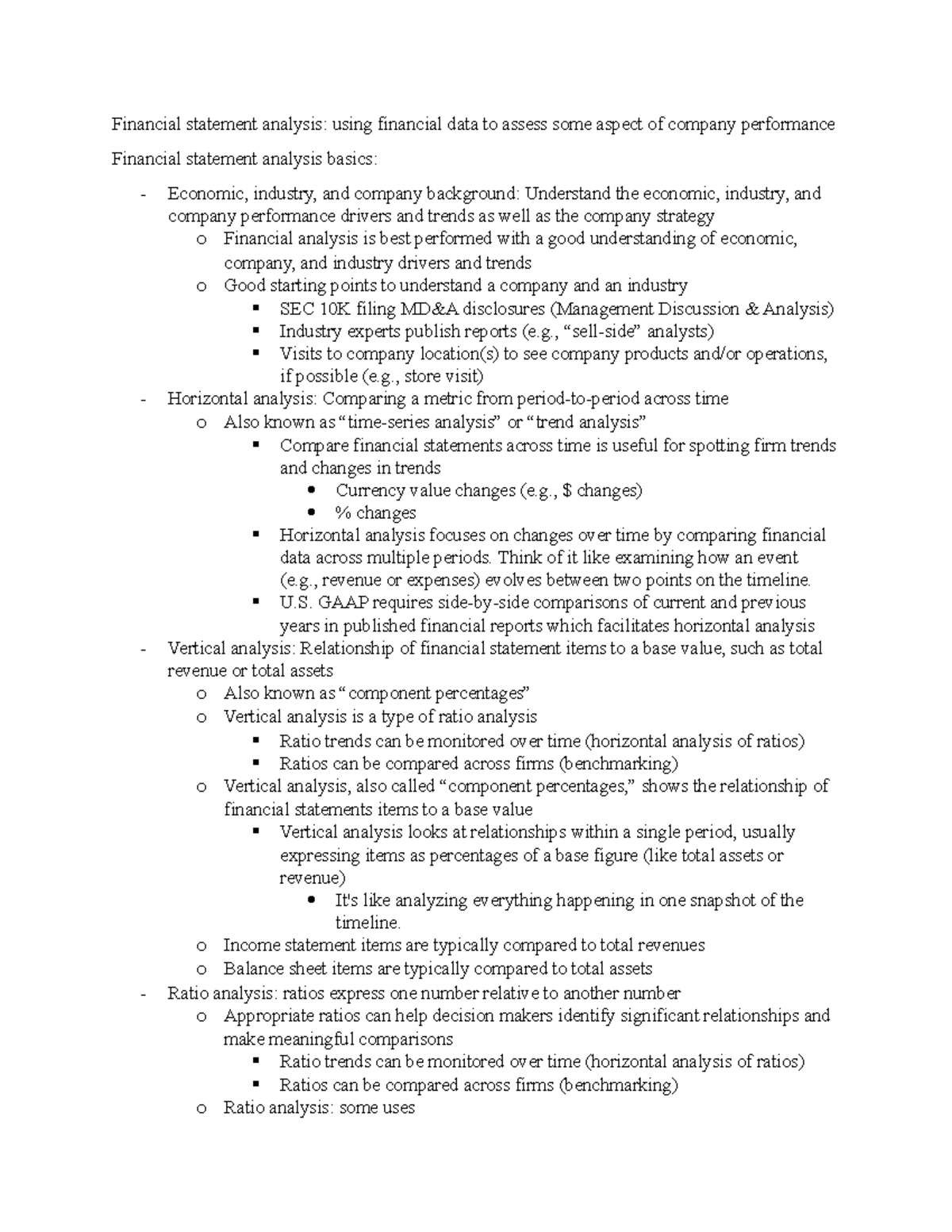 AC 221 - Notes on Chapter 12: Financial Statement Analysis and Ratios ...