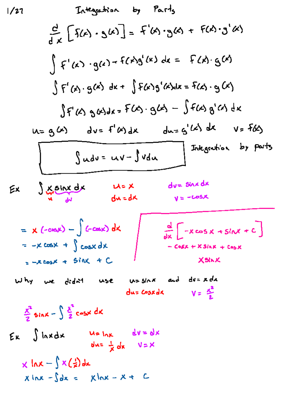Integration by parts notes for calculus 101 - Studocu