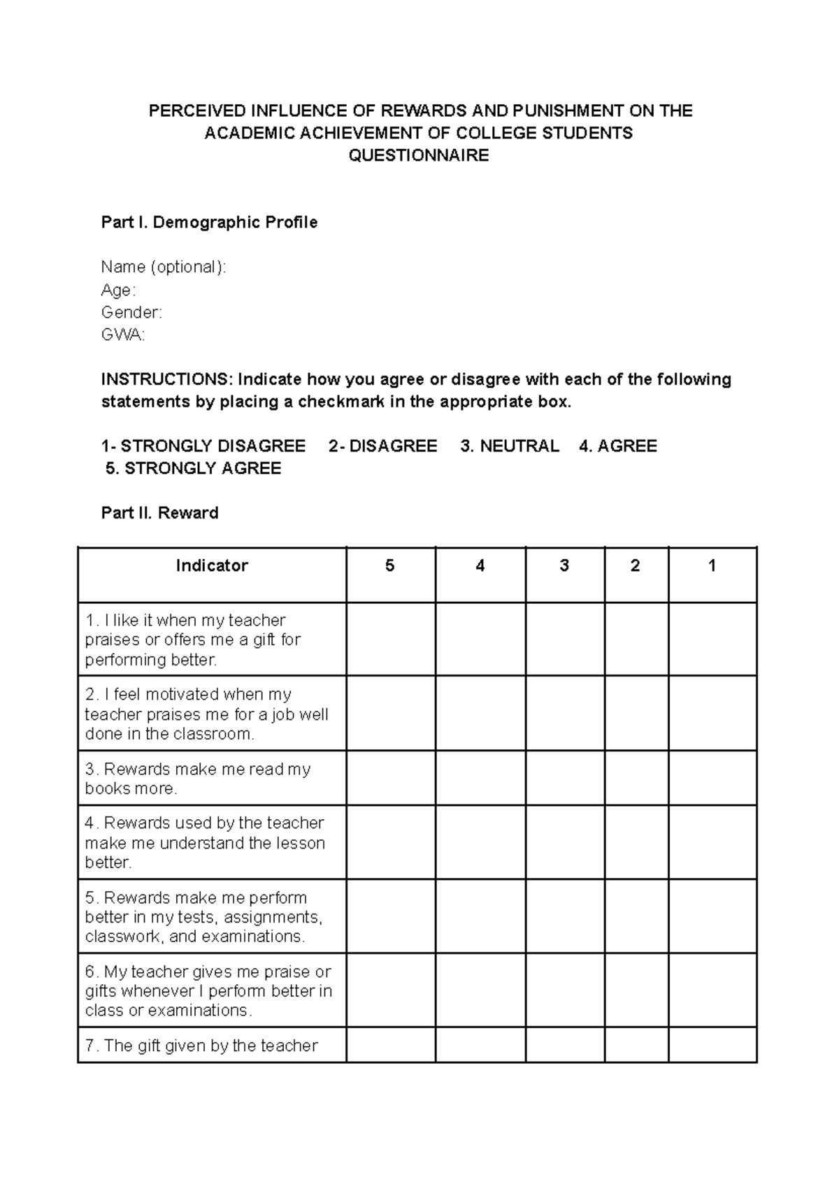 College Students' Academic Achievement: Rewards & Punishments ...