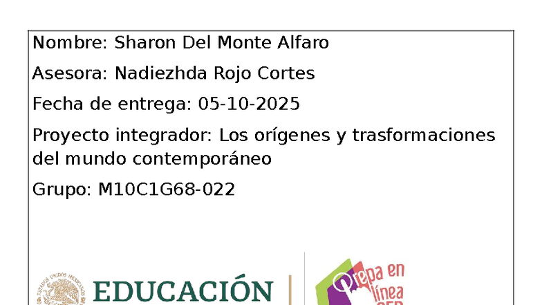 Oropeza Mendoza Pamela M10S4PI - Nombre: Sharon Del Monte Alfaro ...