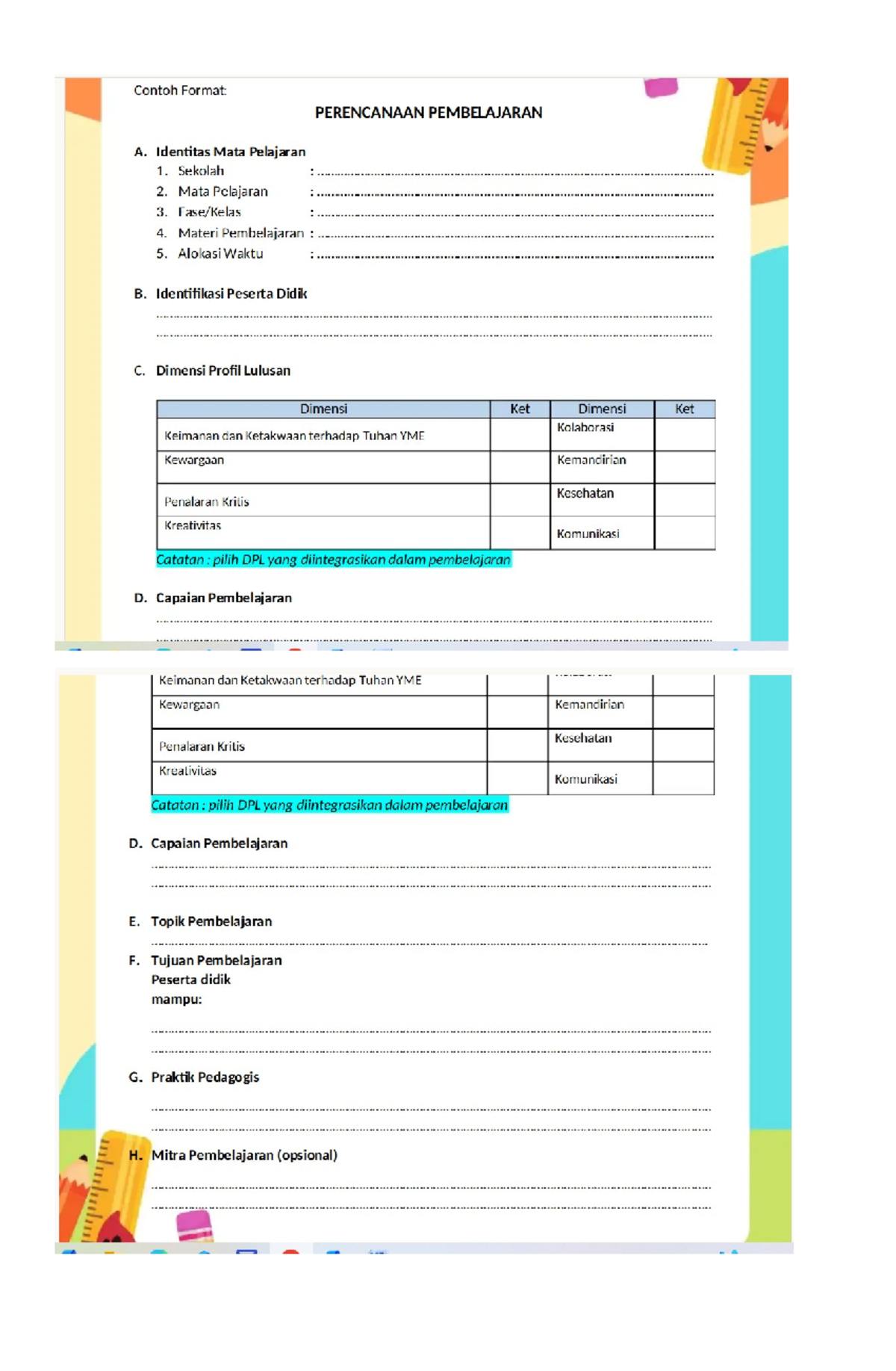 Contoh RPP Pembelajaran Mendalam (PM) untuk Perencanaan Pembelajaran ...