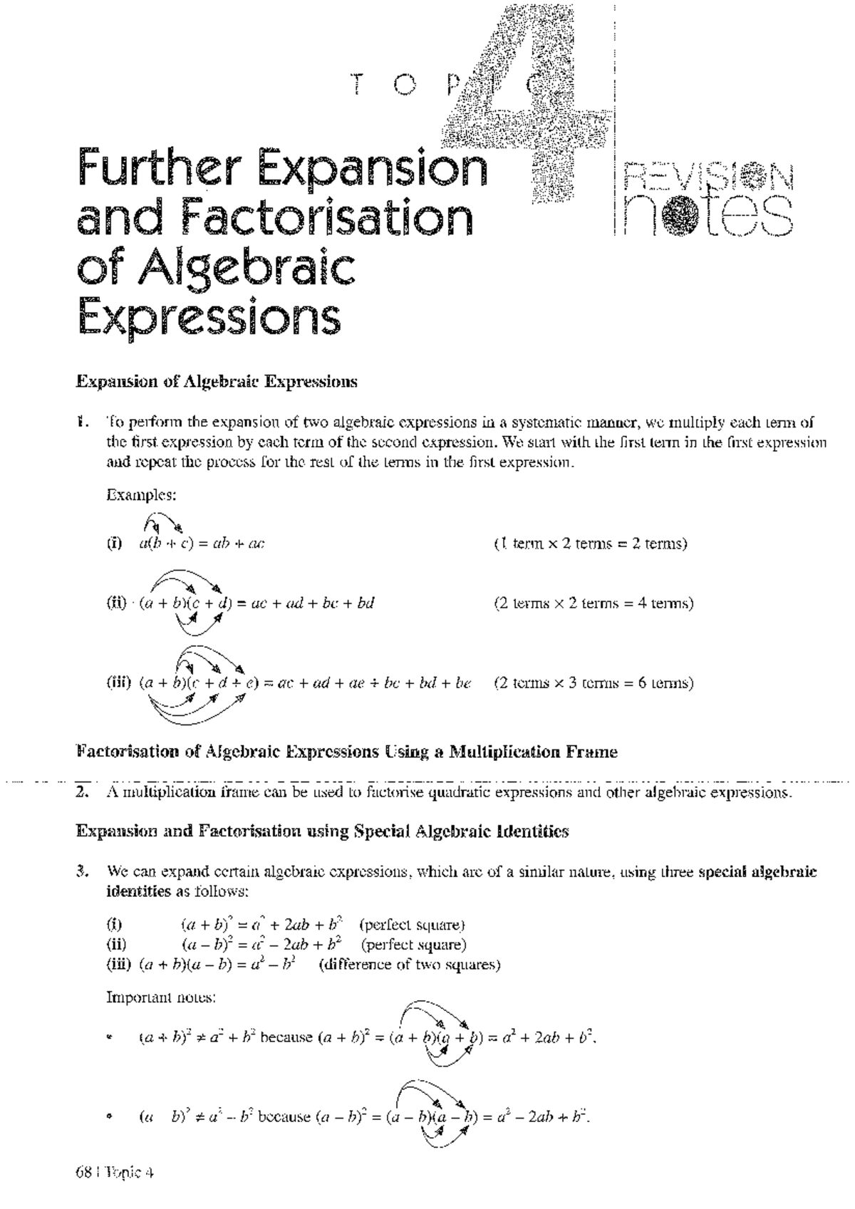 Further Expansion and Factorisation of Algebraic Expressions (MATH 101 ...