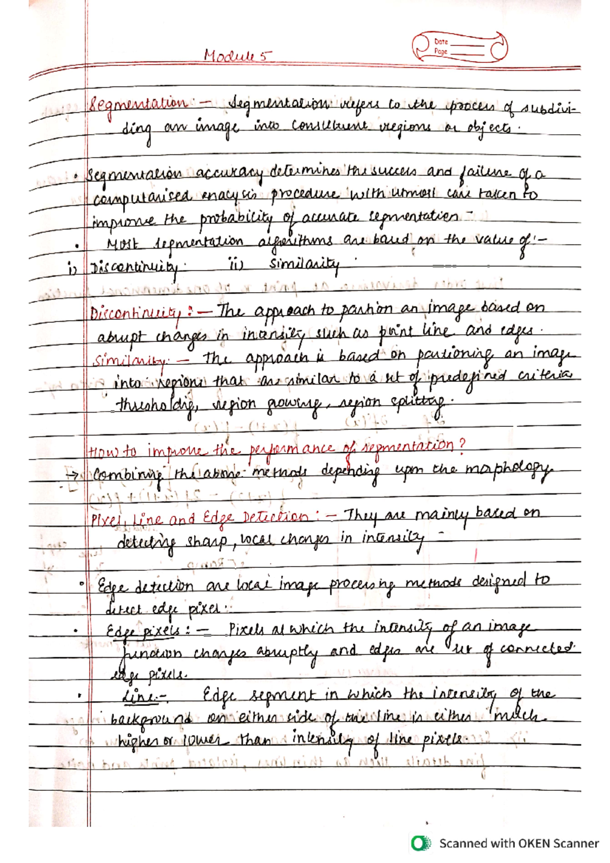 Dip module 5-1 - Dip notes - Date Module 5 Page segmentation ...