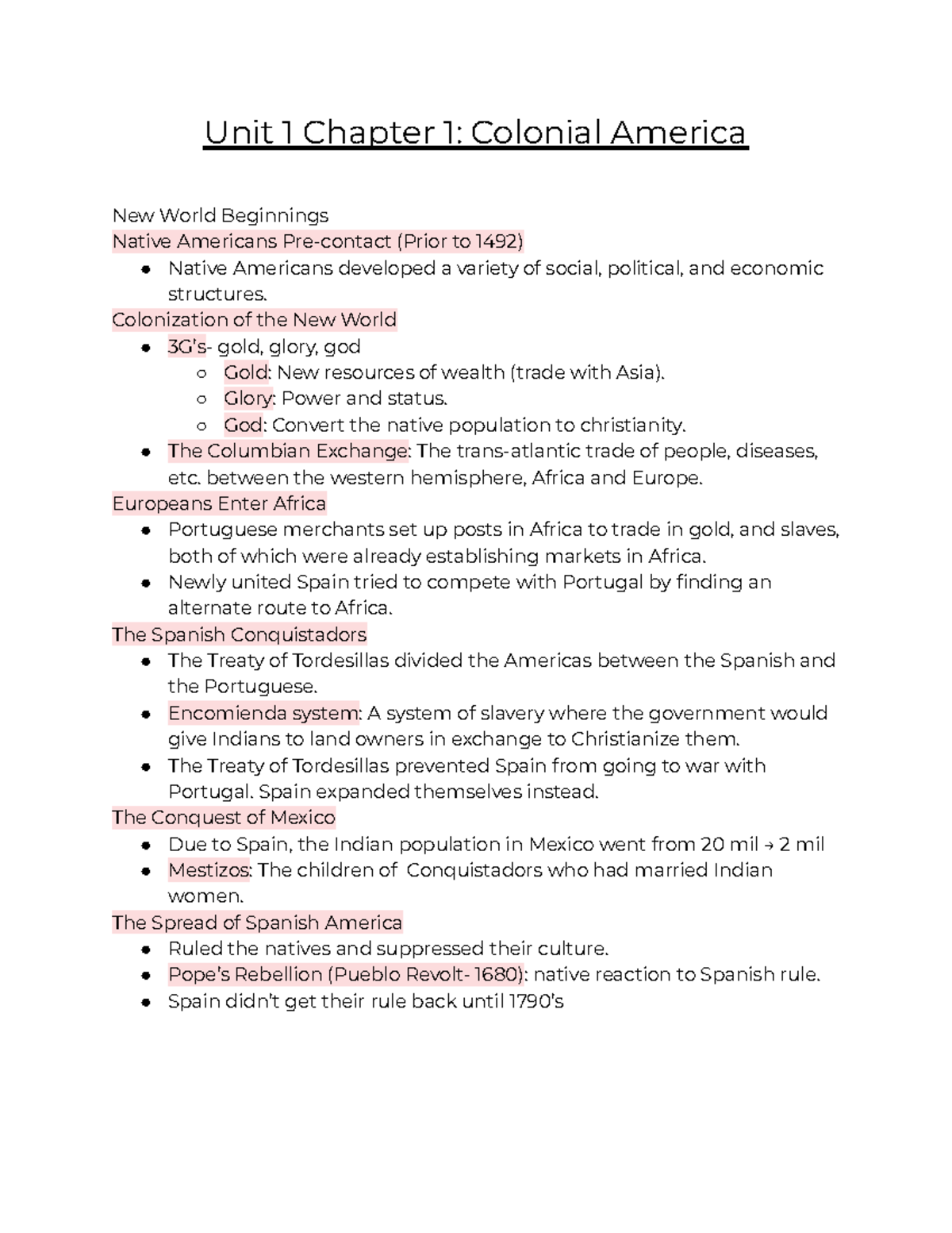 Unit 1 Chapter 1: Colonial America and Native American Societies - Studocu