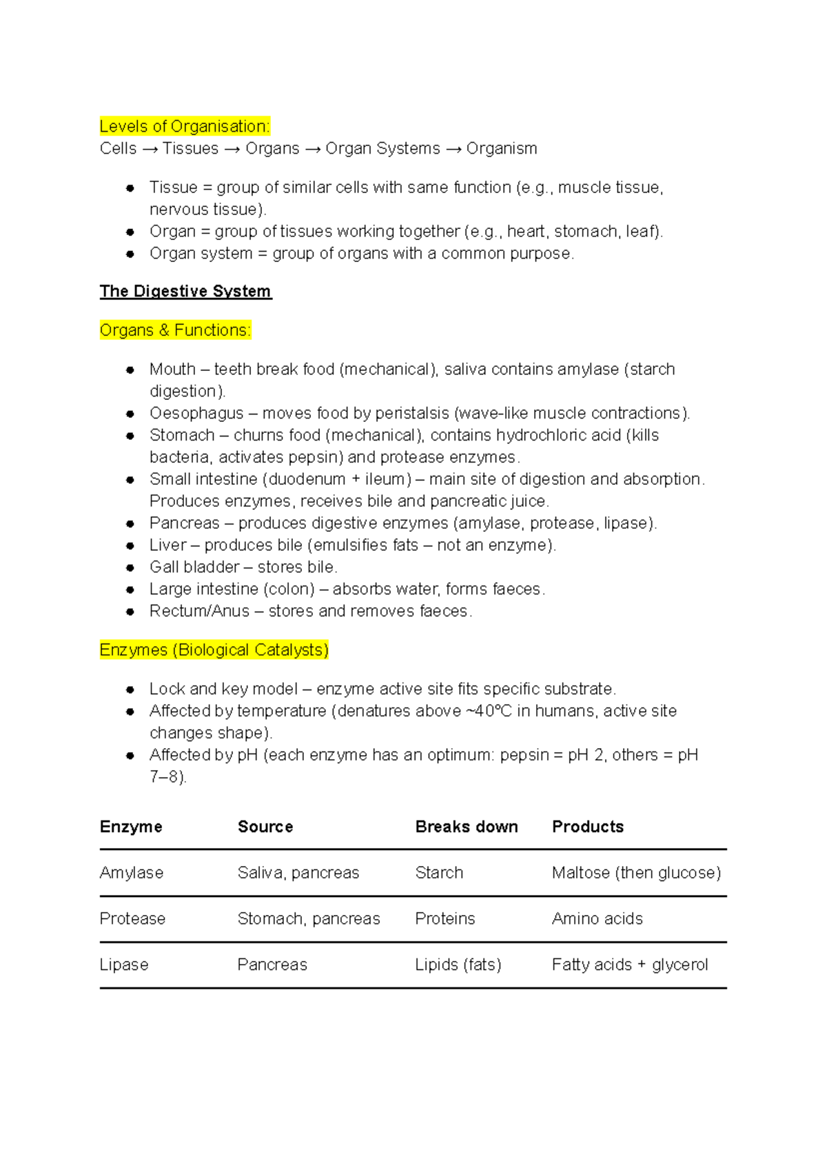 Body Systems Overview: Cells, Tissues, Organs, and Functions - Studocu