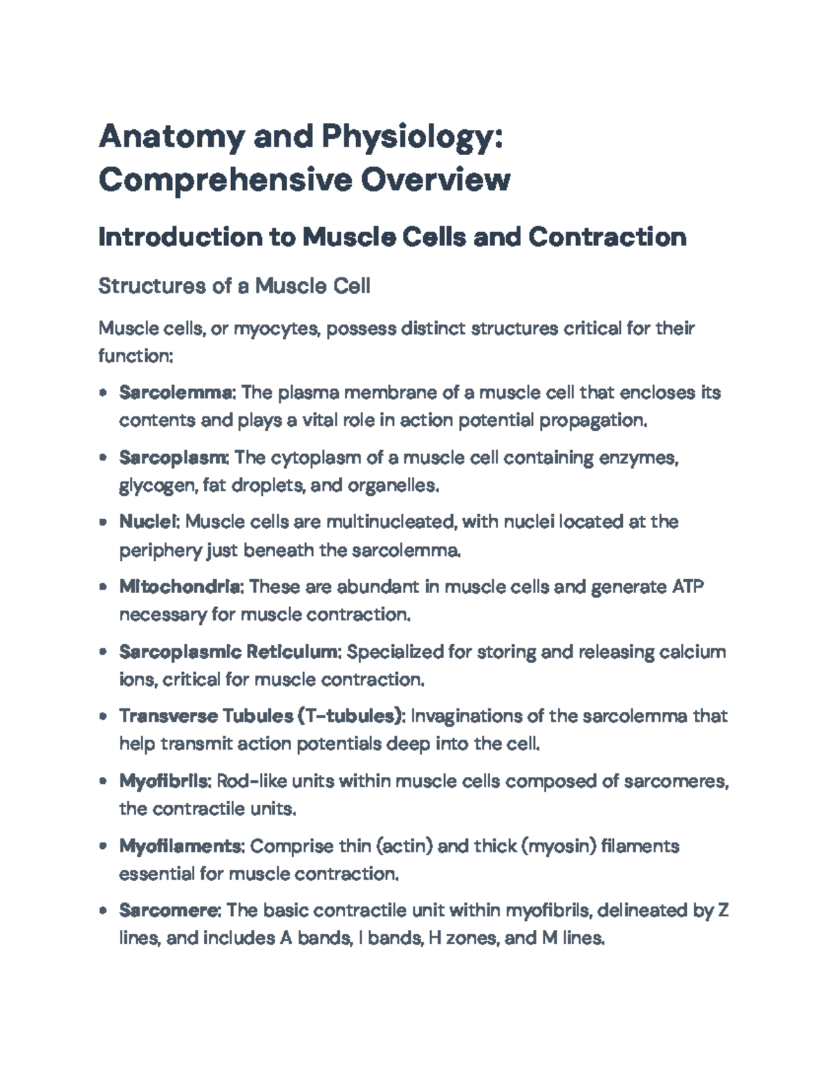 Anatomy & Physiology: Muscle Cells, Contraction, & Skeletal System ...
