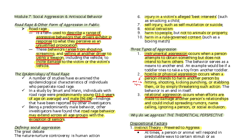 Mod 7: Understanding Social Aggression and Road Rage Dynamics - Studocu